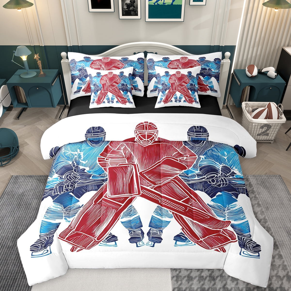 Homewish Ice Hockey 7pcs Bedding Comforter Set,Hockey Sport Lovers ...