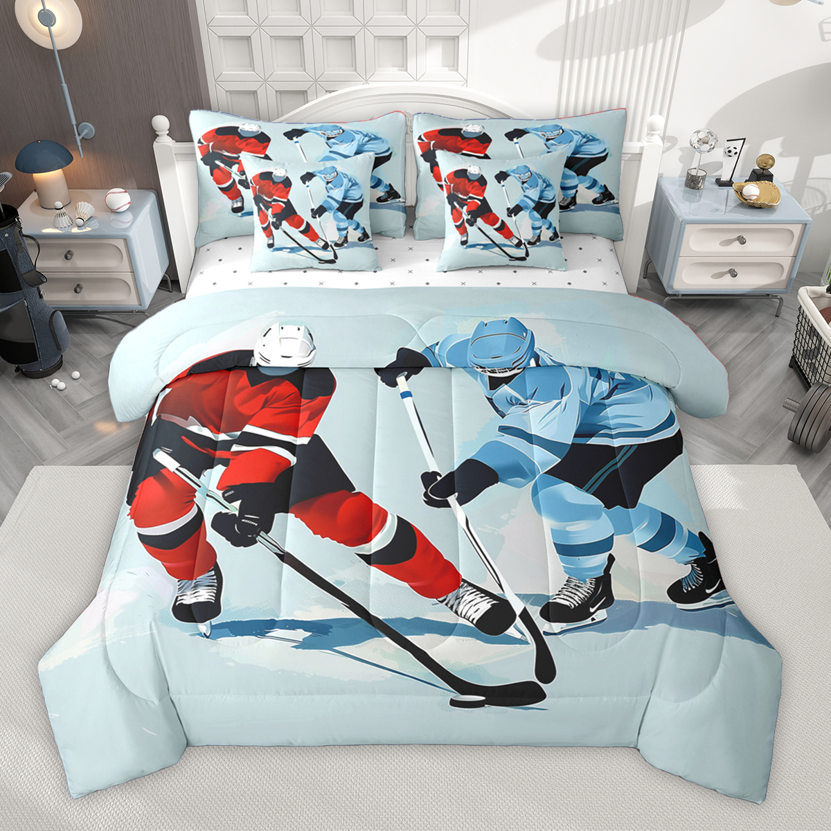 Homewish Ice Hockey Game 7-Piece Bedding Comforter Set,Ball Sport King ...