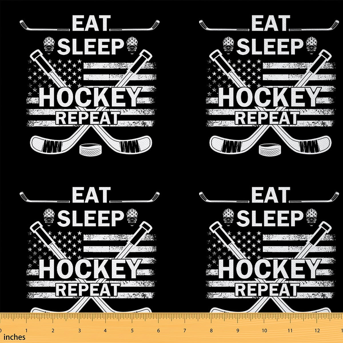 Homewish Ice Hockey Player Fabric by the Yard 2 Yards, Black White ...