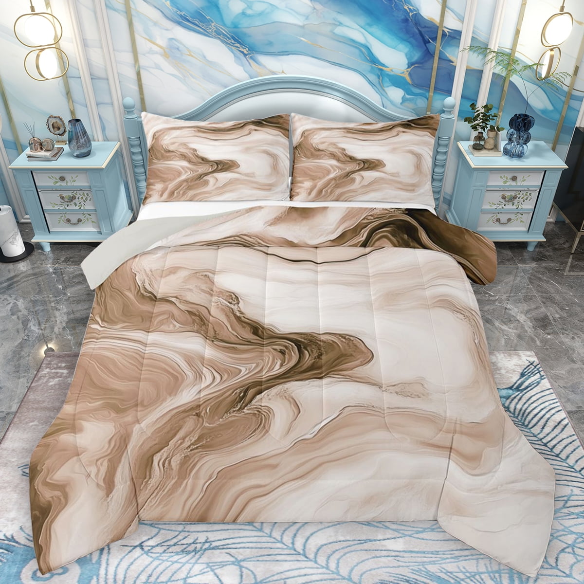 Homewish Ink Fluid Artistic Queen Comforter Set,Watercolor Marble ...