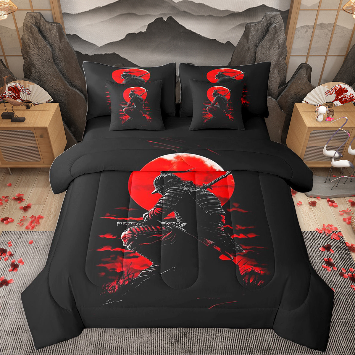 Homewish Japanese Tradition Aesthetic 7-Piece Twin Bedding Sets,Ukiyo ...