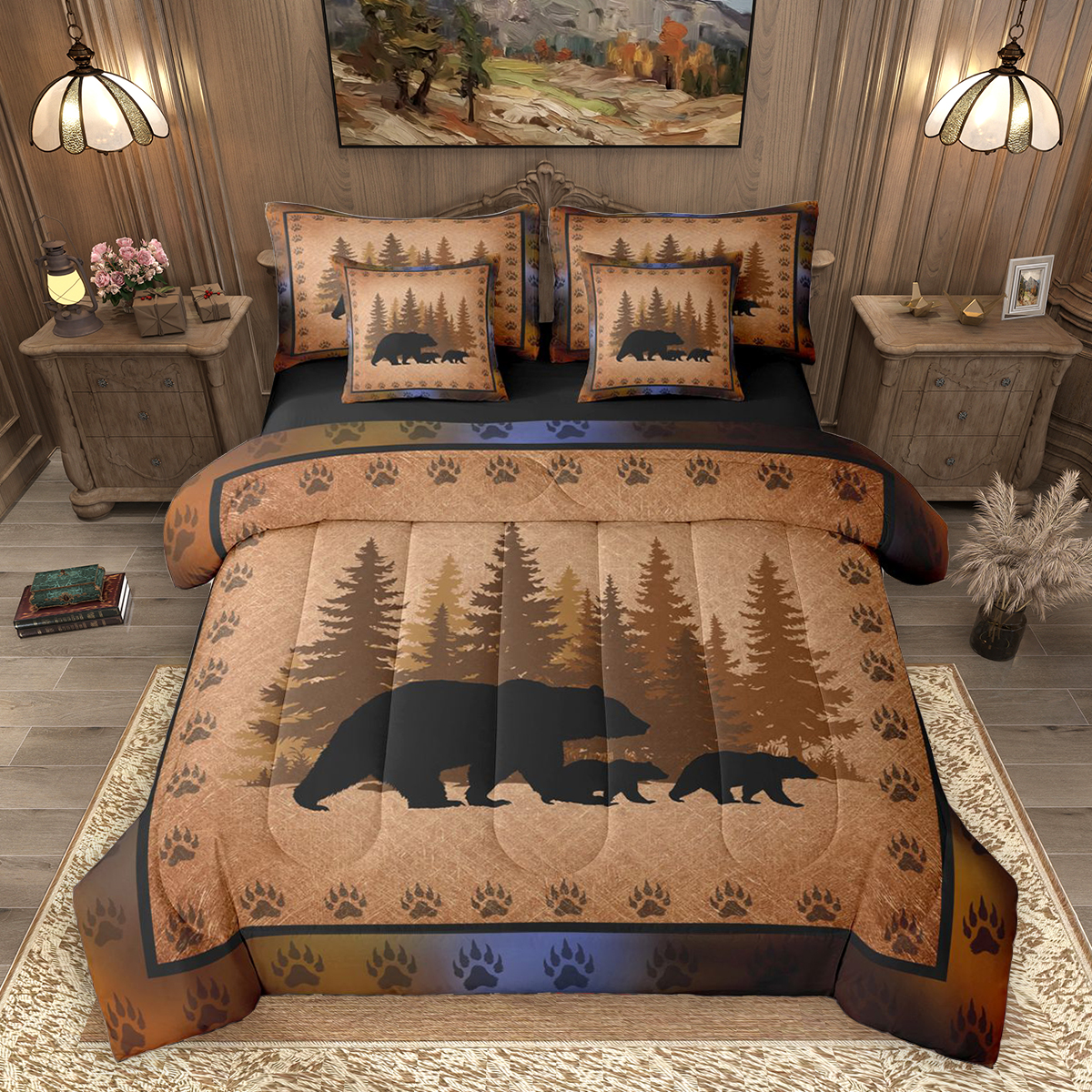 Homewish Jungle Animal Bear 7-Piece Twin Bedding Sets,Tropical ...