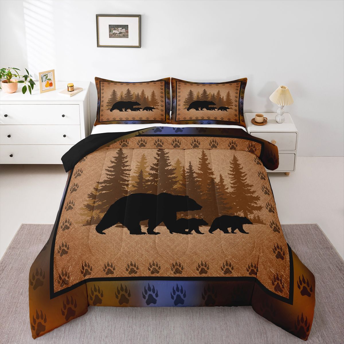Homewish Jungle Animal Bear Full Size Comforter Sets,Tropical Botanical ...