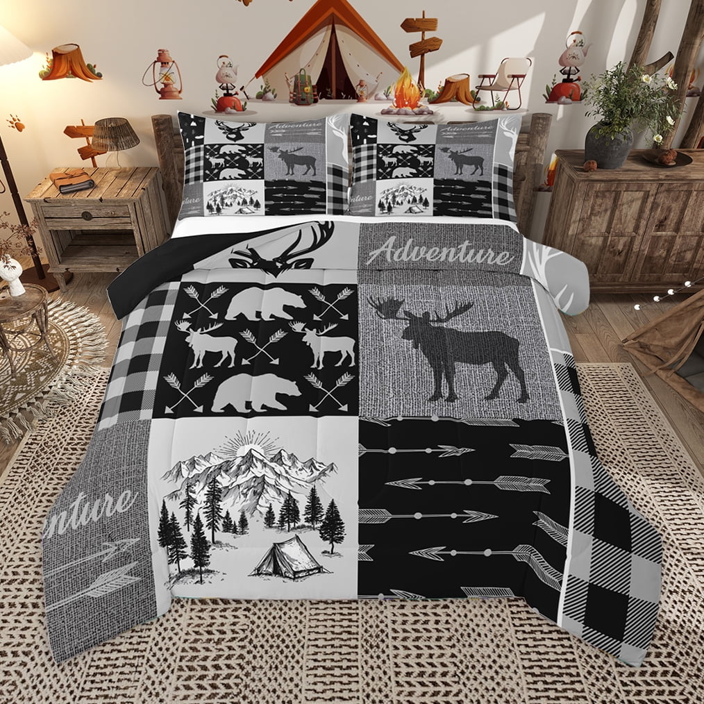 Homewish Jungle Wildlife Moose Bedding Comforter Set,Adventure Camper ...
