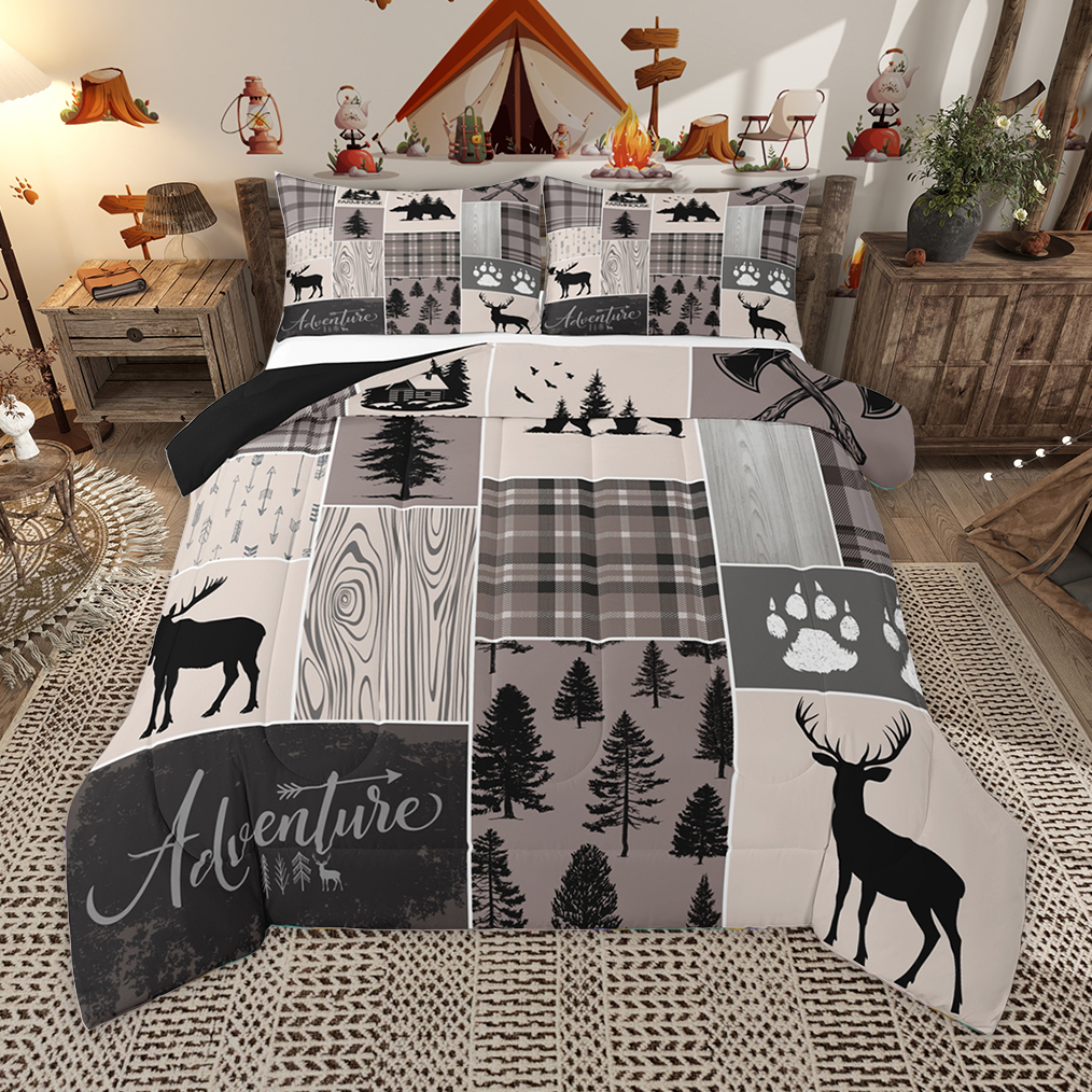 Homewish Jungle Wildlife Moose Queen Comforter Set,Adventure Camper ...