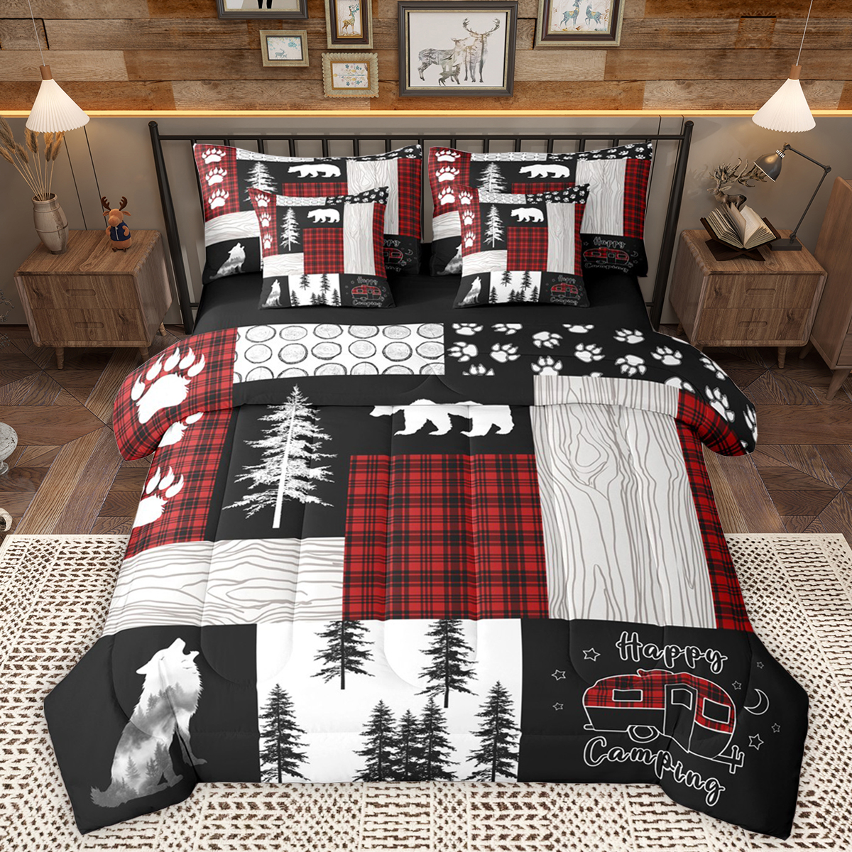 Homewish Jungle Wildlife Wolves 7-Piece Bedding Comforter Set,Happy ...