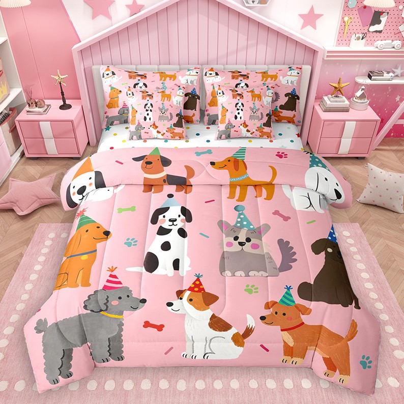 Homewish Kawaii Animal Dogs 7-Piece Bedding Comforter Set for Boys ...