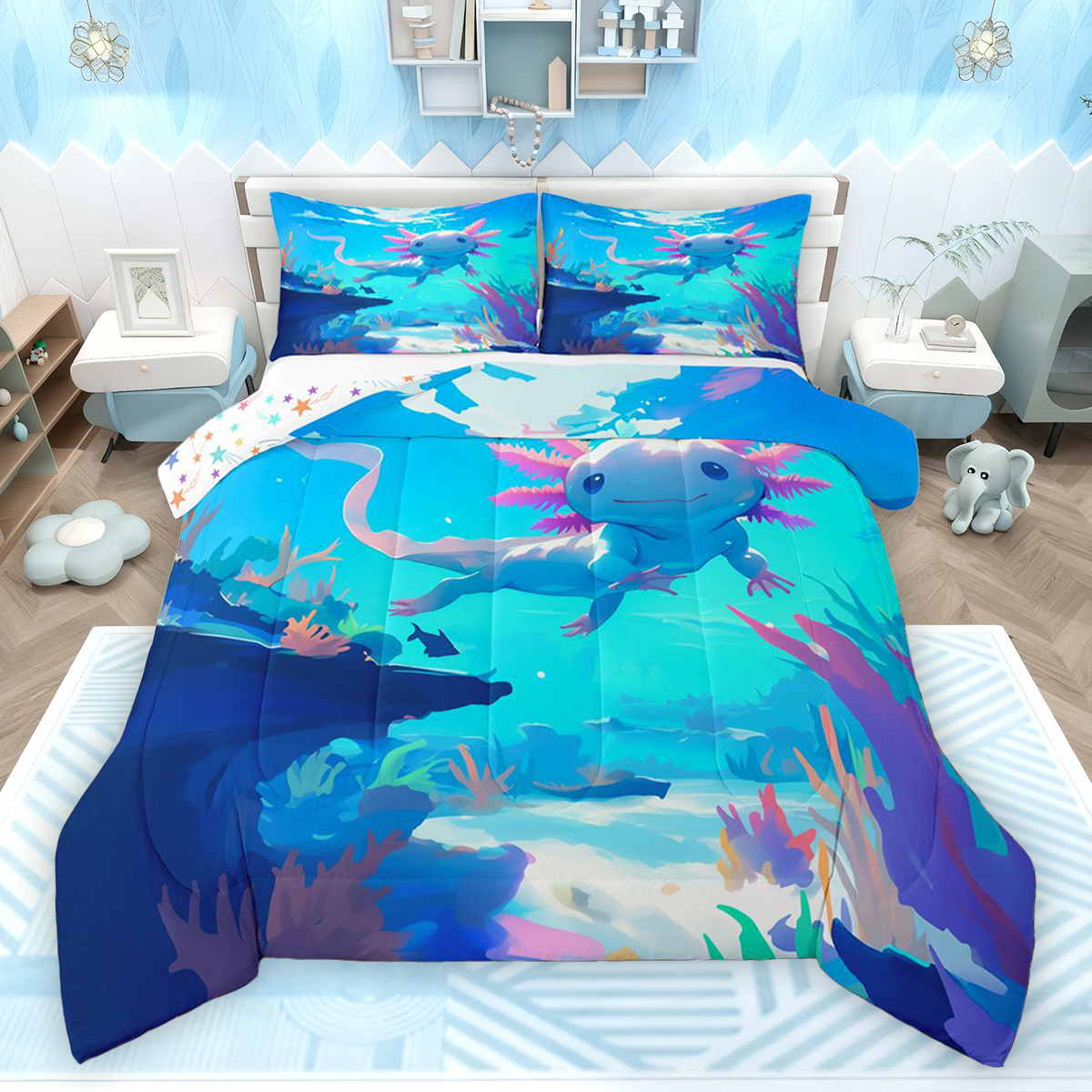 Homewish Kawaii Animal Salamander Full Size Comforter Sets 3-Piece for ...