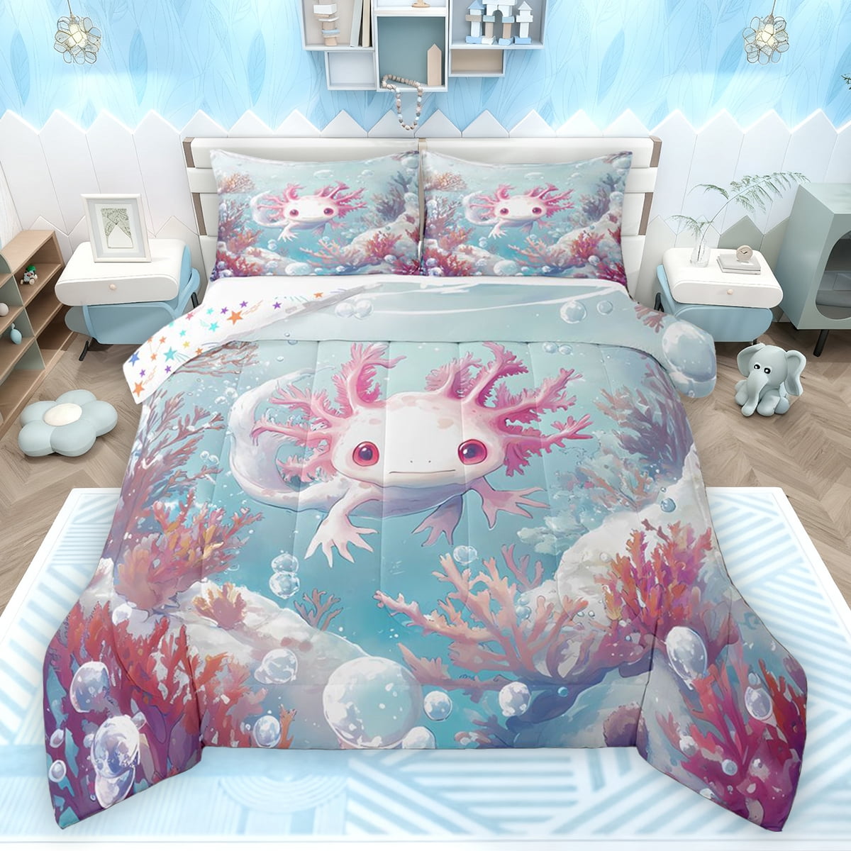 Homewish Kawaii Animal Salamander Full Size Comforter Sets 3-Piece for ...