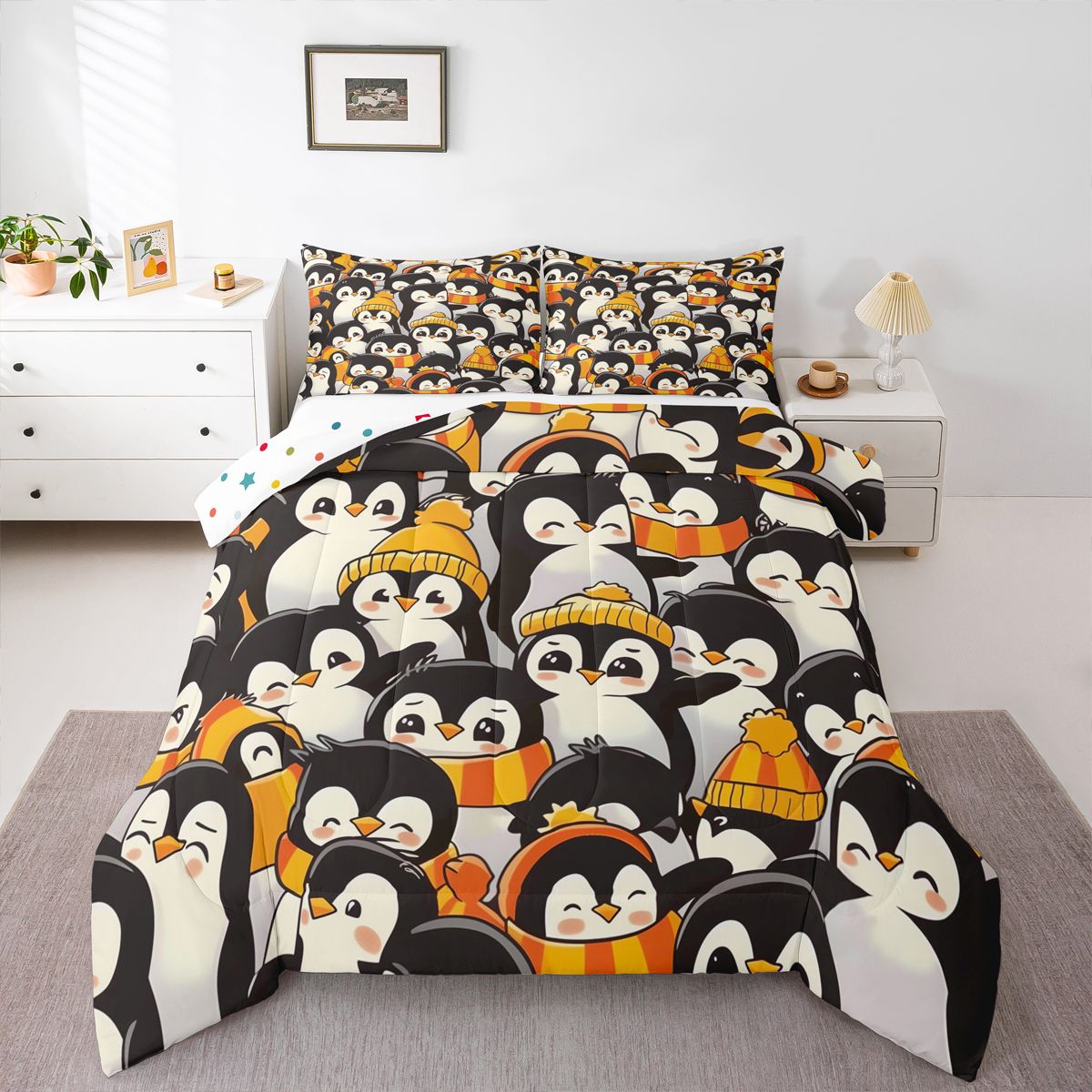 Homewish Kawaii Antarctic Penguin Bedding Comforter Set,Cartoon Animal ...