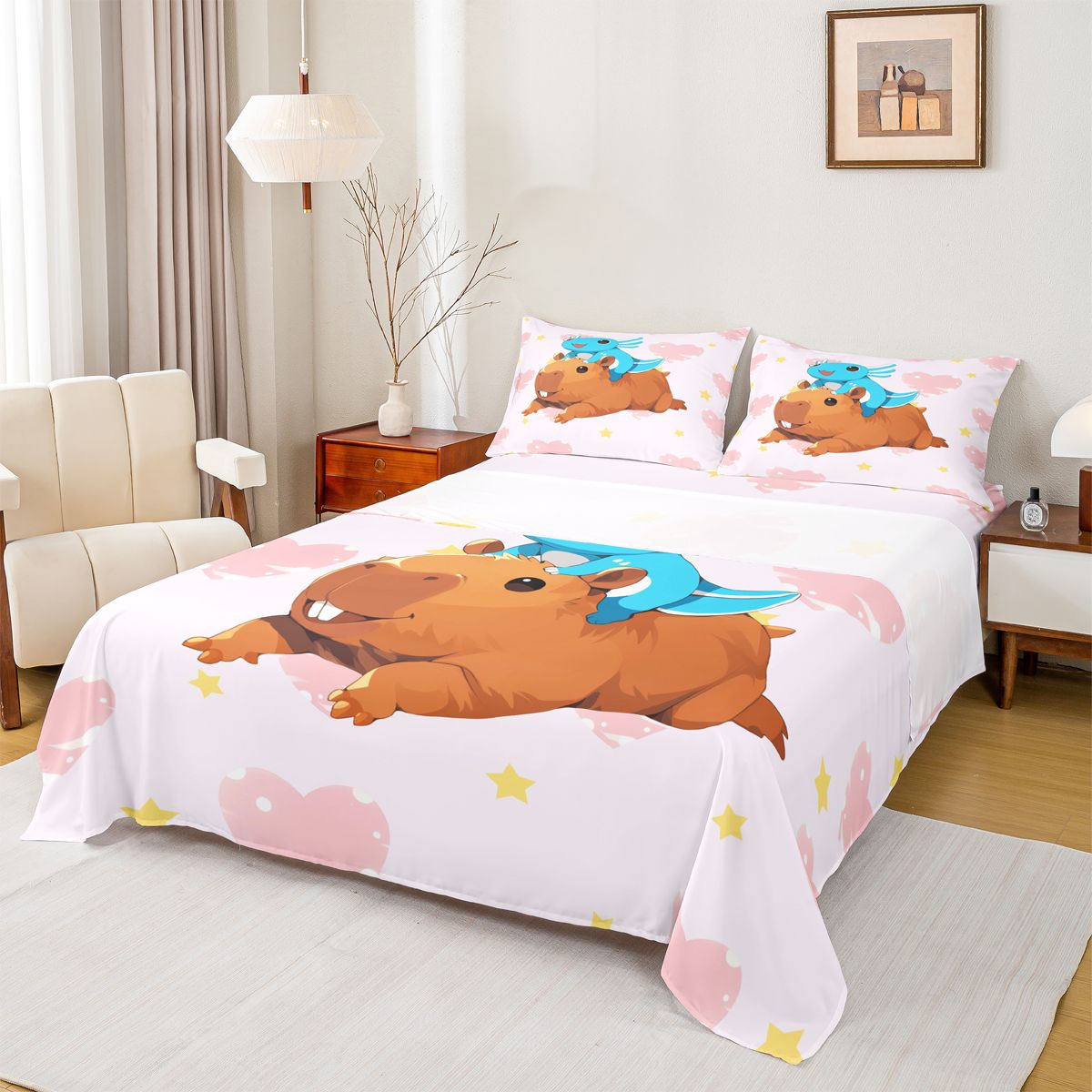 Homewish Kawaii Axolotl Salamander Boy Girl Twin Sheet Sets 3pcs ...