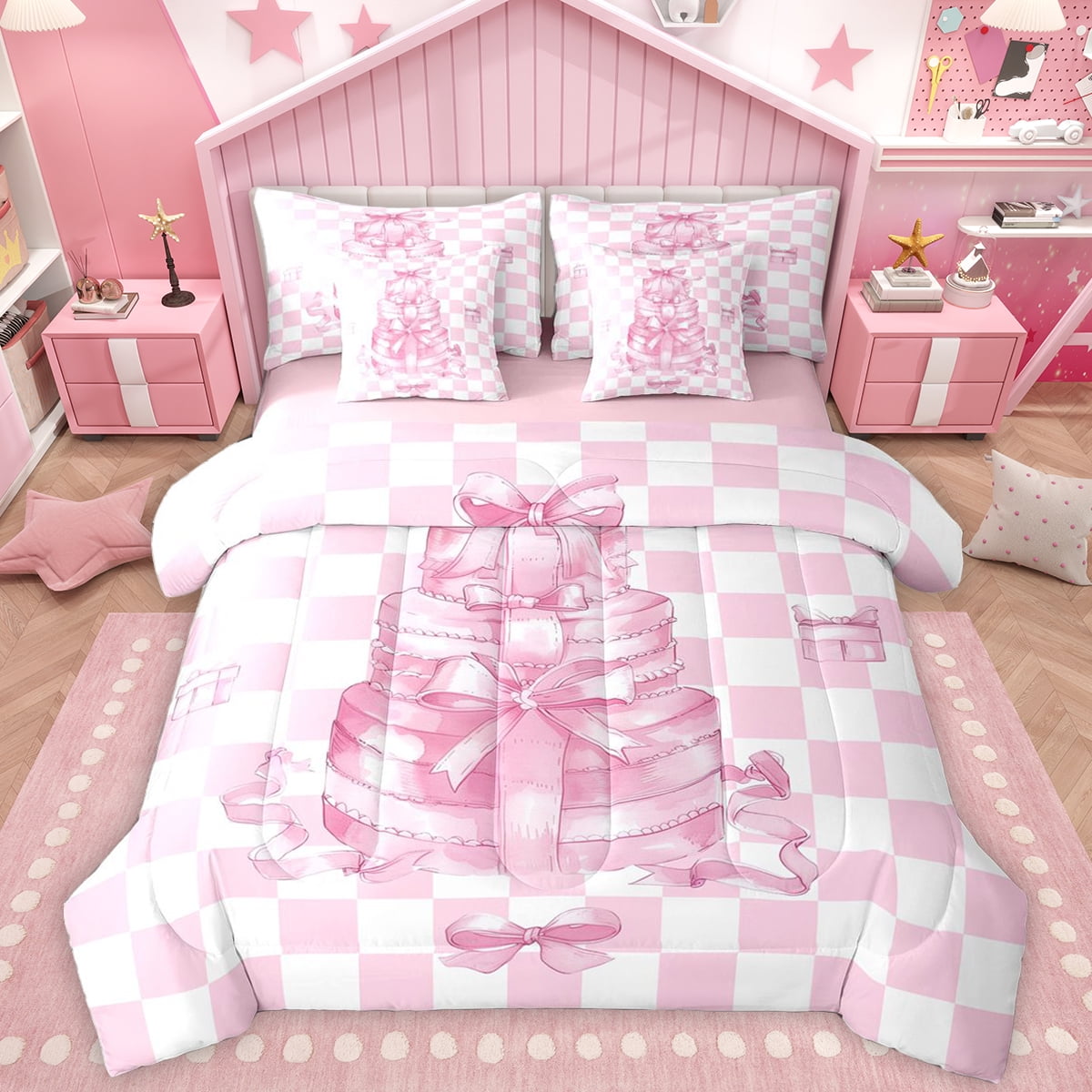 Homewish Kawaii Bowtie Ribbon 7pcs Bedding Comforter Set,Classic ...