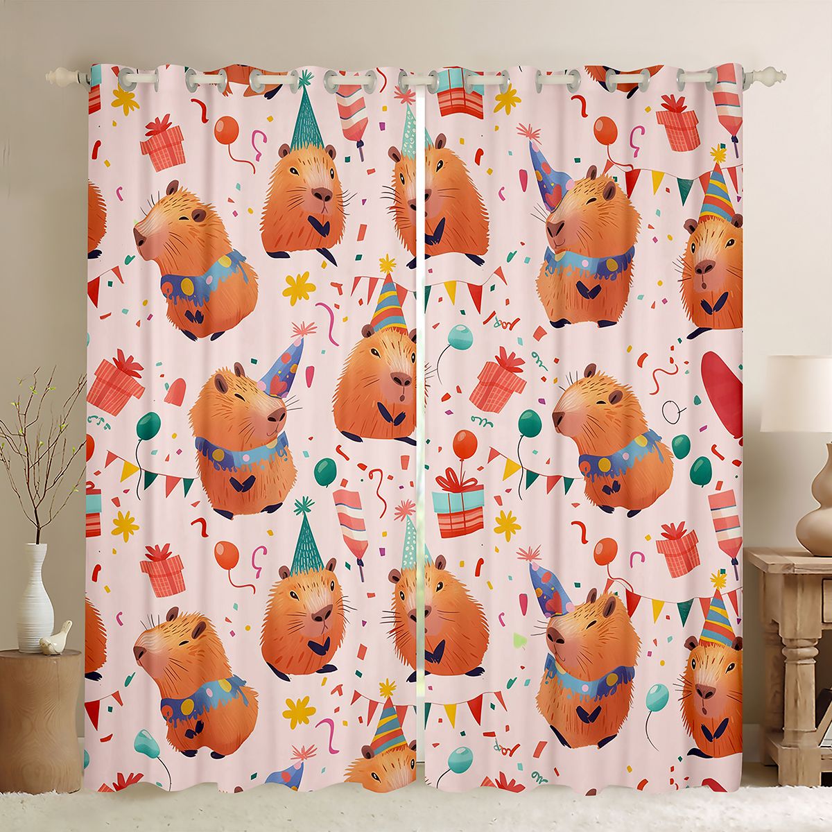 Homewish Kawaii Cartoon Capibara Blackout Curtains Set of 2 (52x84 Each ...