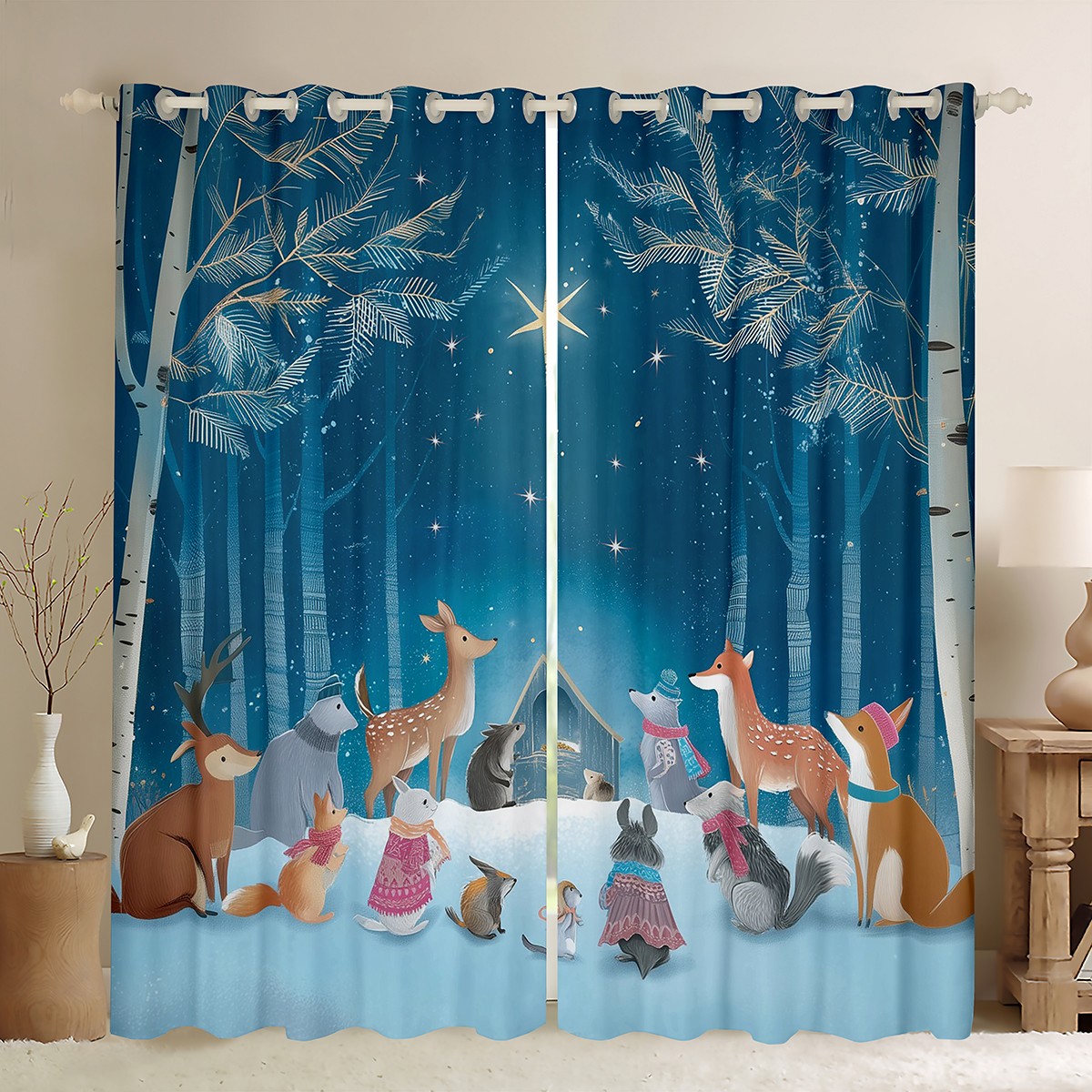 Homewish Kawaii Deer Rabbit Black Out Curtains,Wild Animal Curtains ...