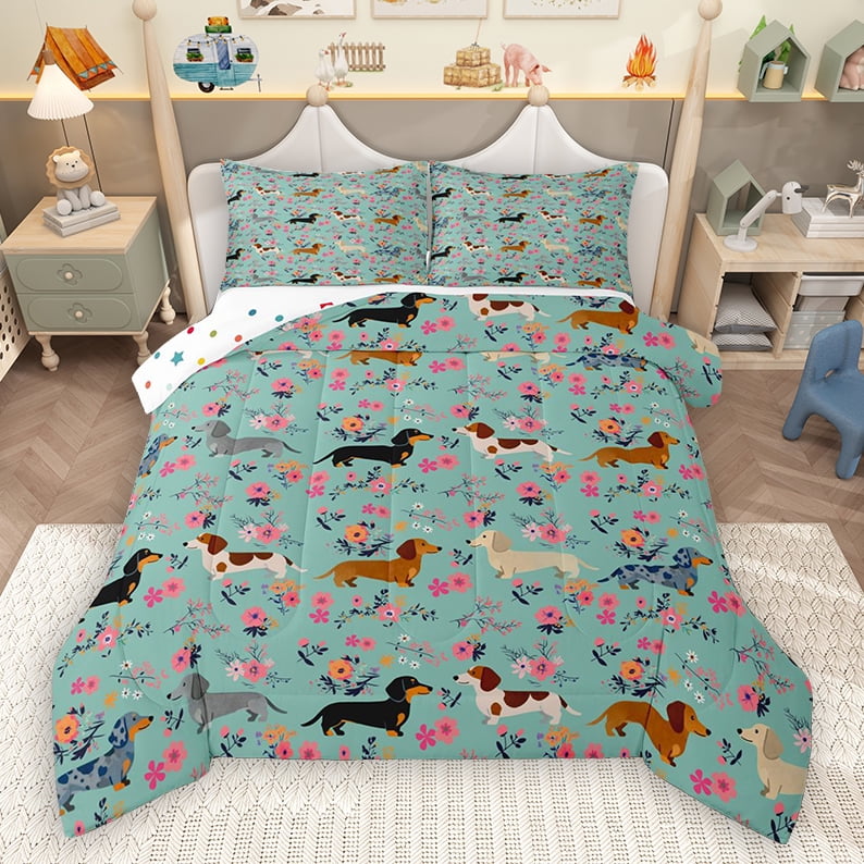 Homewish Kawaii Dog Dachshund Bedding Comforter Set, French Style ...