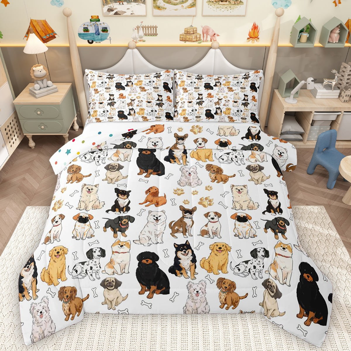 Homewish Kawaii Dogs 2pcs Bedding Comforter Set For Kids Children ...