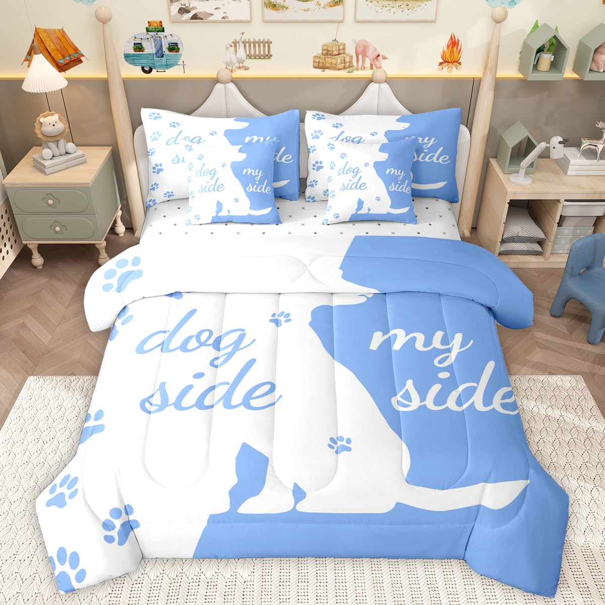 Homewish Kawaii Dogs Paws 7-Piece Twin Bedding Sets,Pet Animal Bedding ...