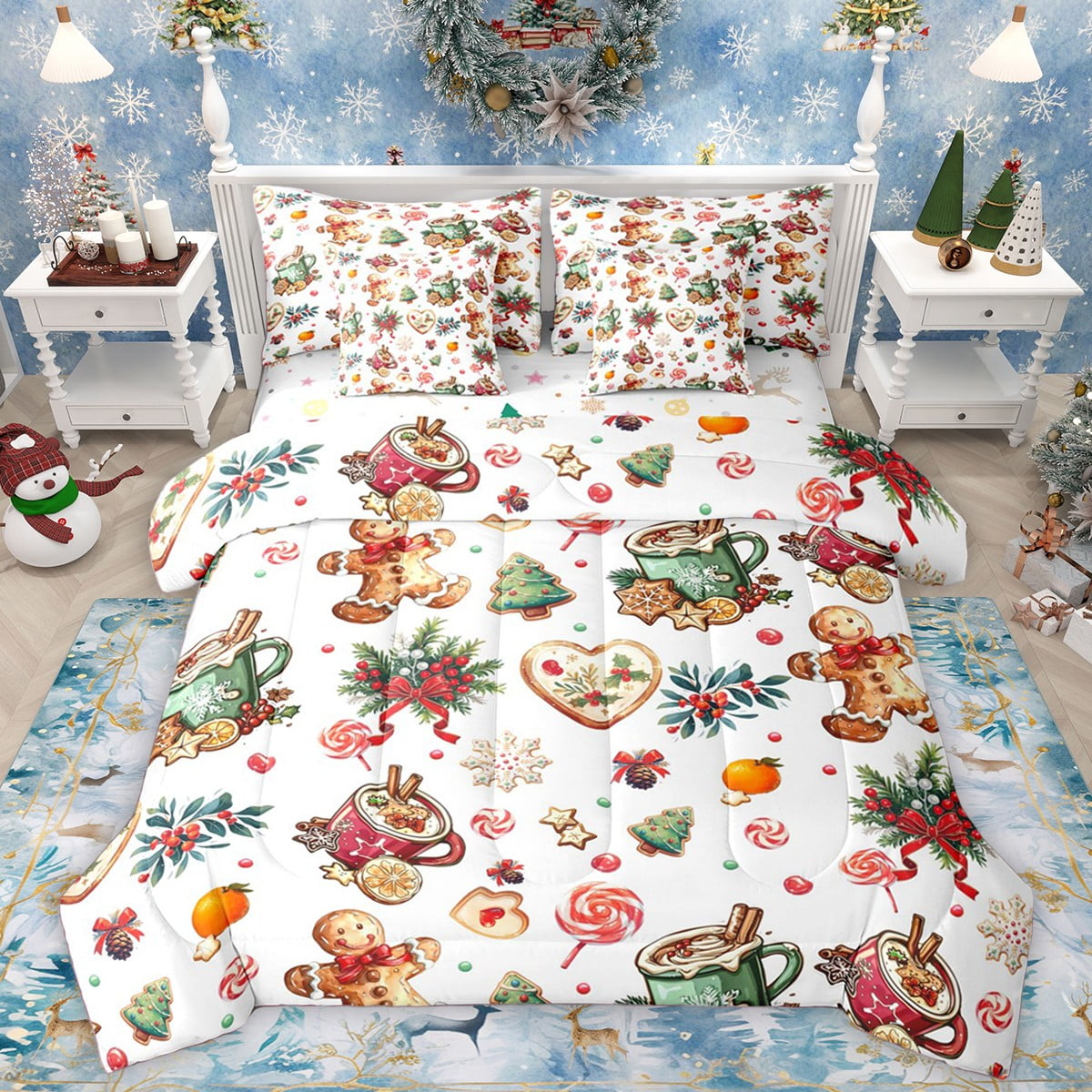 Homewish Kawaii Gingerbread Man 7-Piece Twin Bedding Sets For Children ...