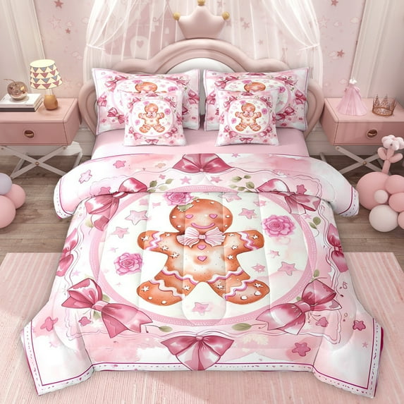 Homewish Kawaii Gingerbread Man 7-Piece Twin Bedding Sets,Cute Bowtie ...