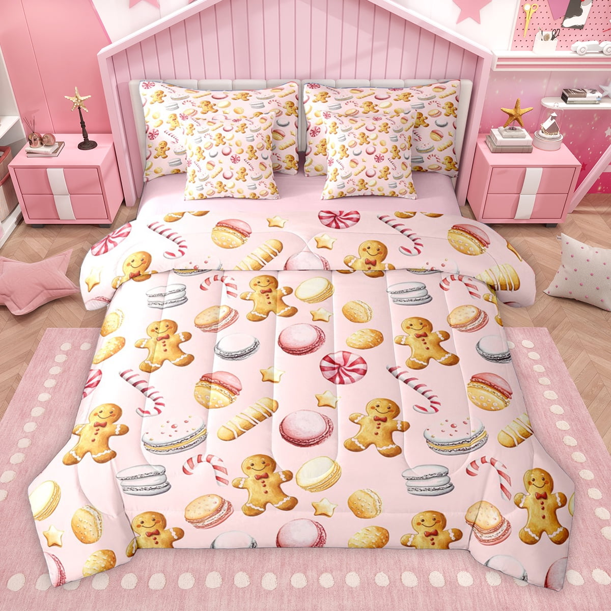 Homewish Kawaii Gingerbread Man 7pcs Bedding Comforter Set,Cute Macaron ...