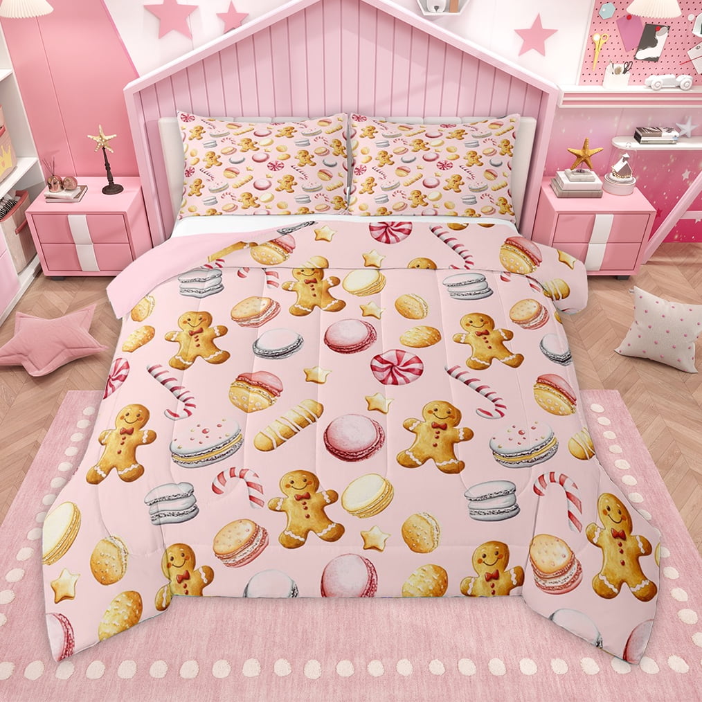 Homewish Kawaii Gingerbread Man Queen Comforter Set,Cute Macaron Candy ...