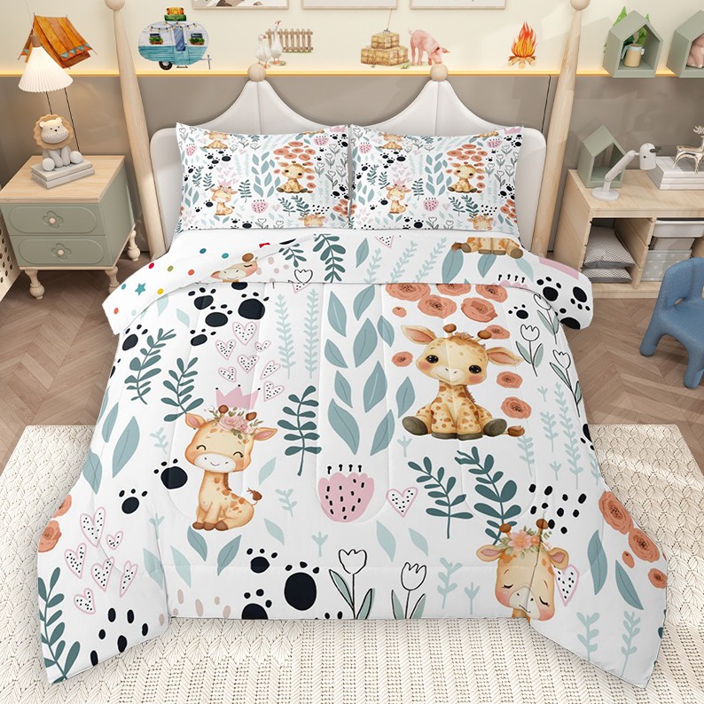 Homewish Kawaii Giraffe 2pcs Bedding Comforter Set for Teens Boys Girls ...