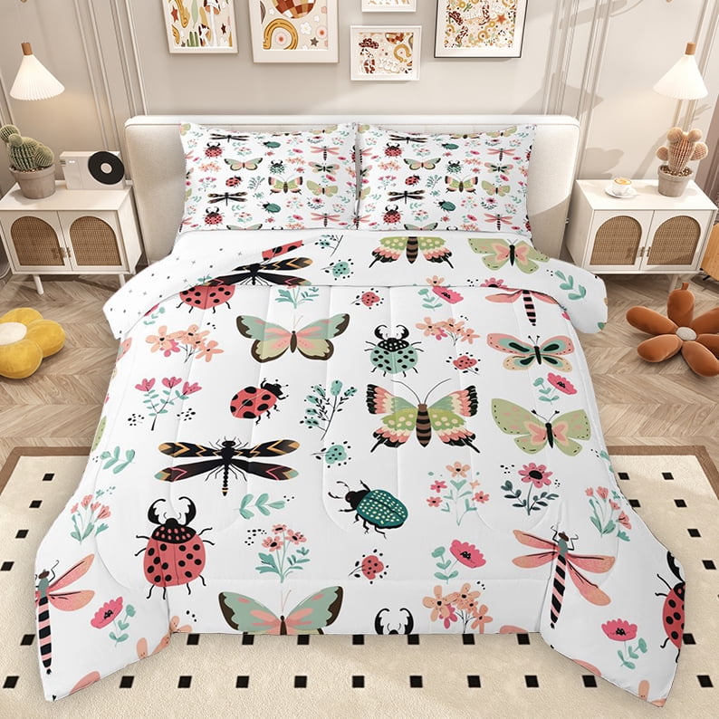 Homewish Kawaii Ladybug Insect Bedding Comforter Set for Kids ...