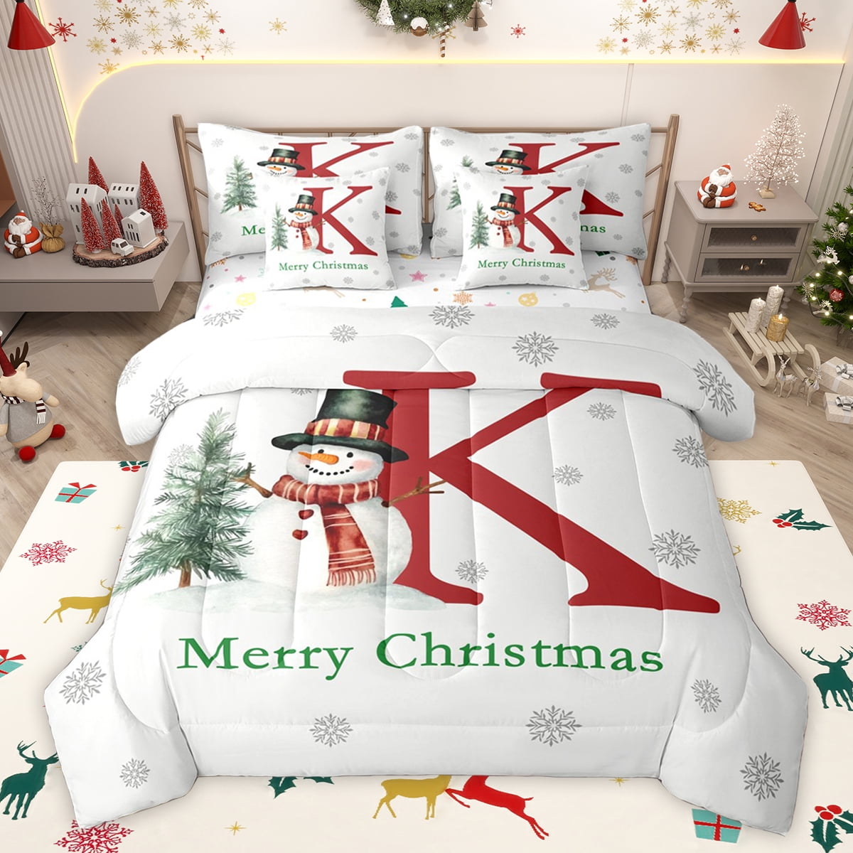 Homewish Kawaii Letter K Bedding Comforter Set 7pcs for Child, Winter ...