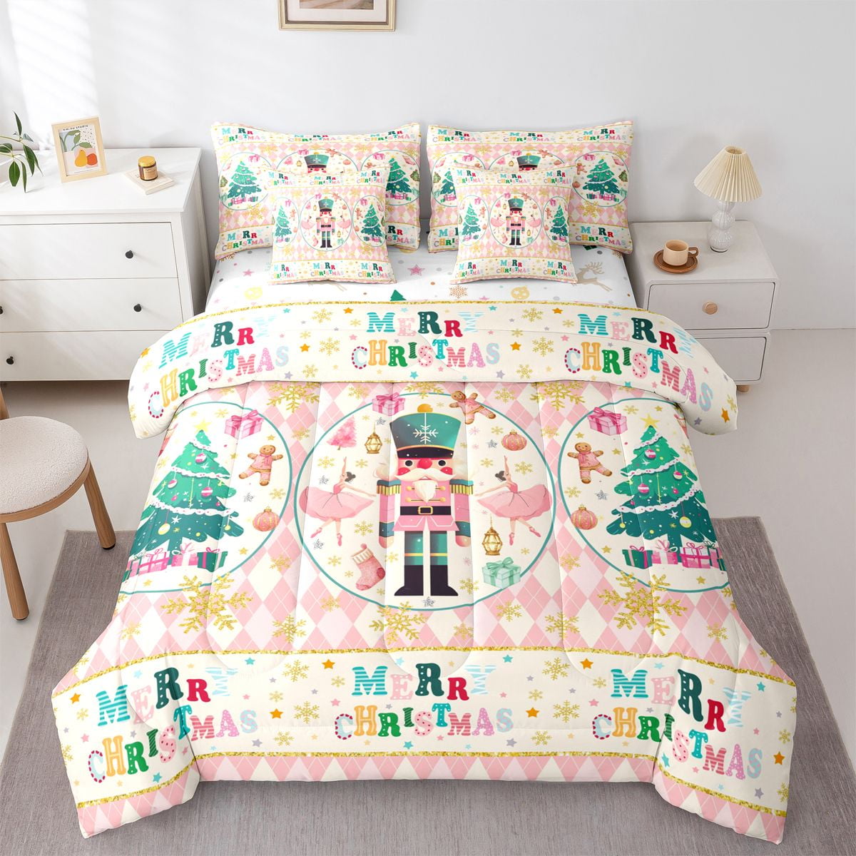 Homewish Kawaii Nutcracker Teens Bedding Comforter Set 7pcs, Cartoon ...