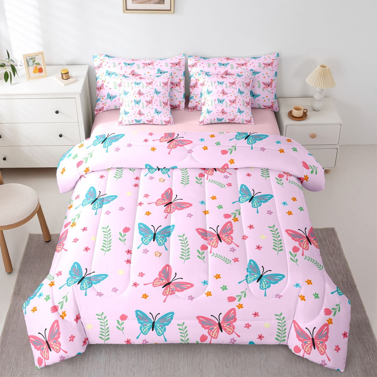 Homewish Kawaii Princess Cartoon Twin Bedding Sets 7-Piece for Kid ...