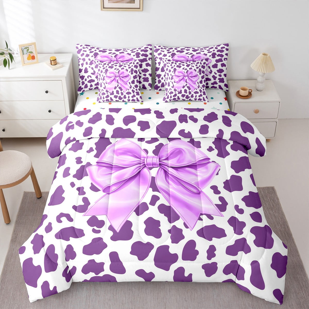 Homewish Kawaii Princess Ribbon Bedding Comforter Set 7pcs for Girls ...