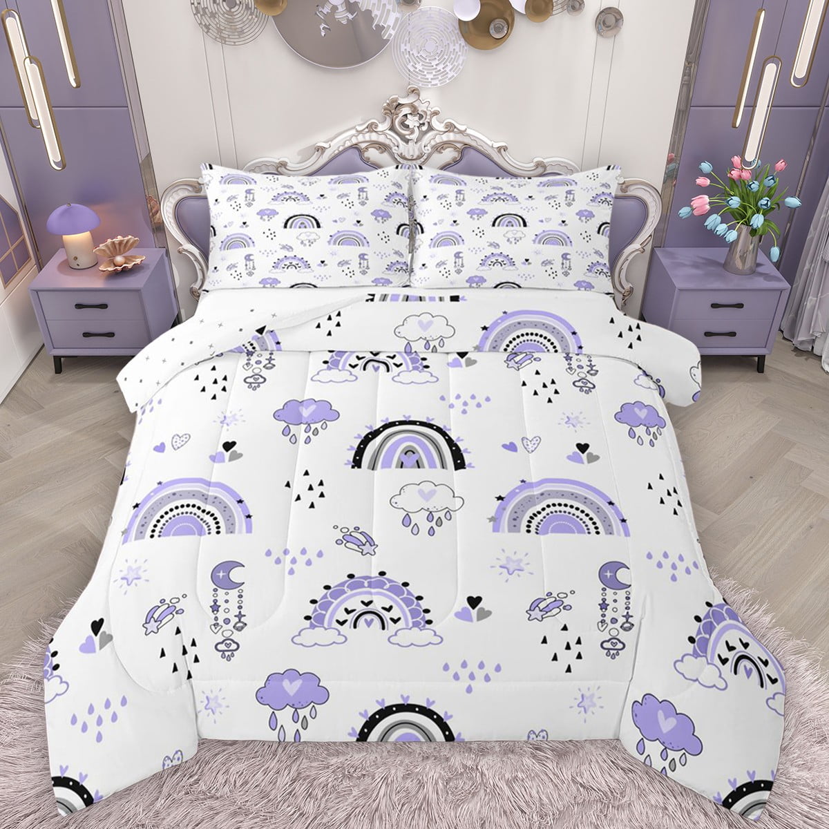 Homewish Kawaii Rainbow 2pcs Bedding Comforter Set For Preppy Children ...
