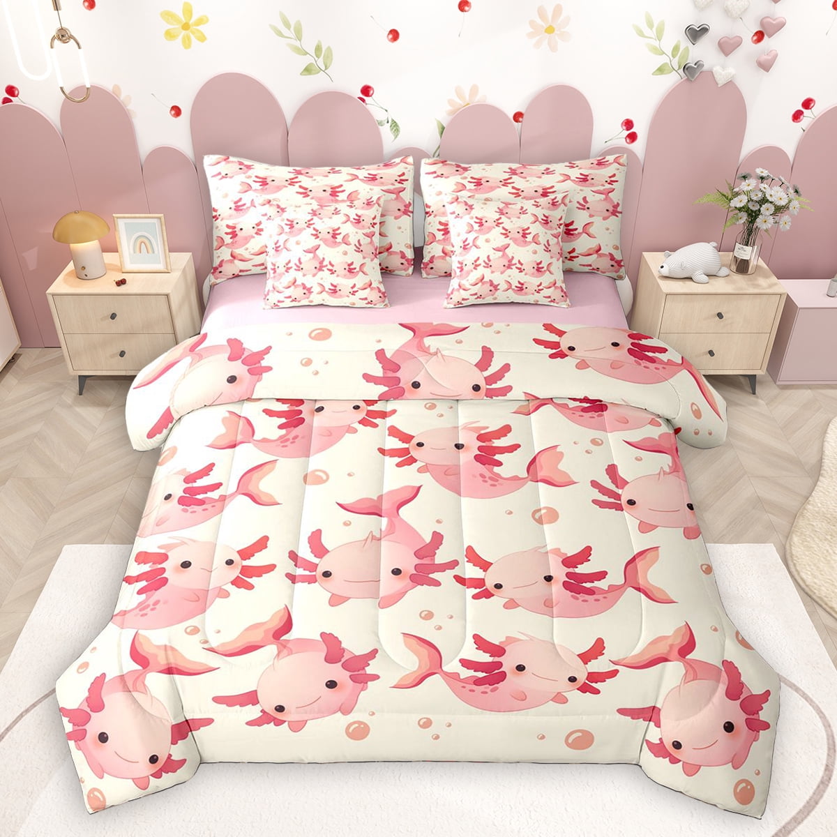 Homewish Kawaii Salamander Axolotl 7-Piece Twin Bedding Sets,Mermaid ...