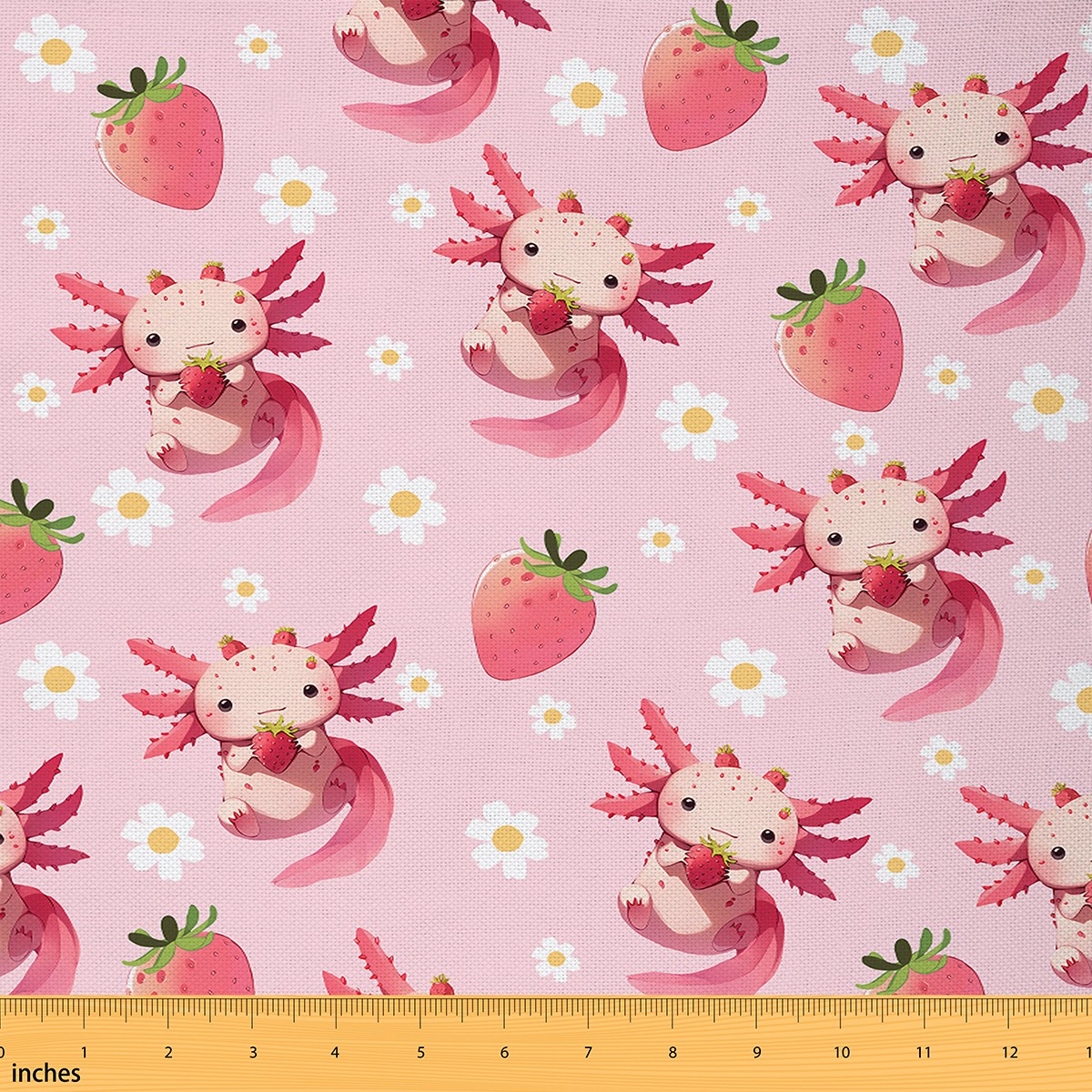 Homewish Kawaii Salamander Axolotl Fabric by the Yard 3 Yard,Pink ...
