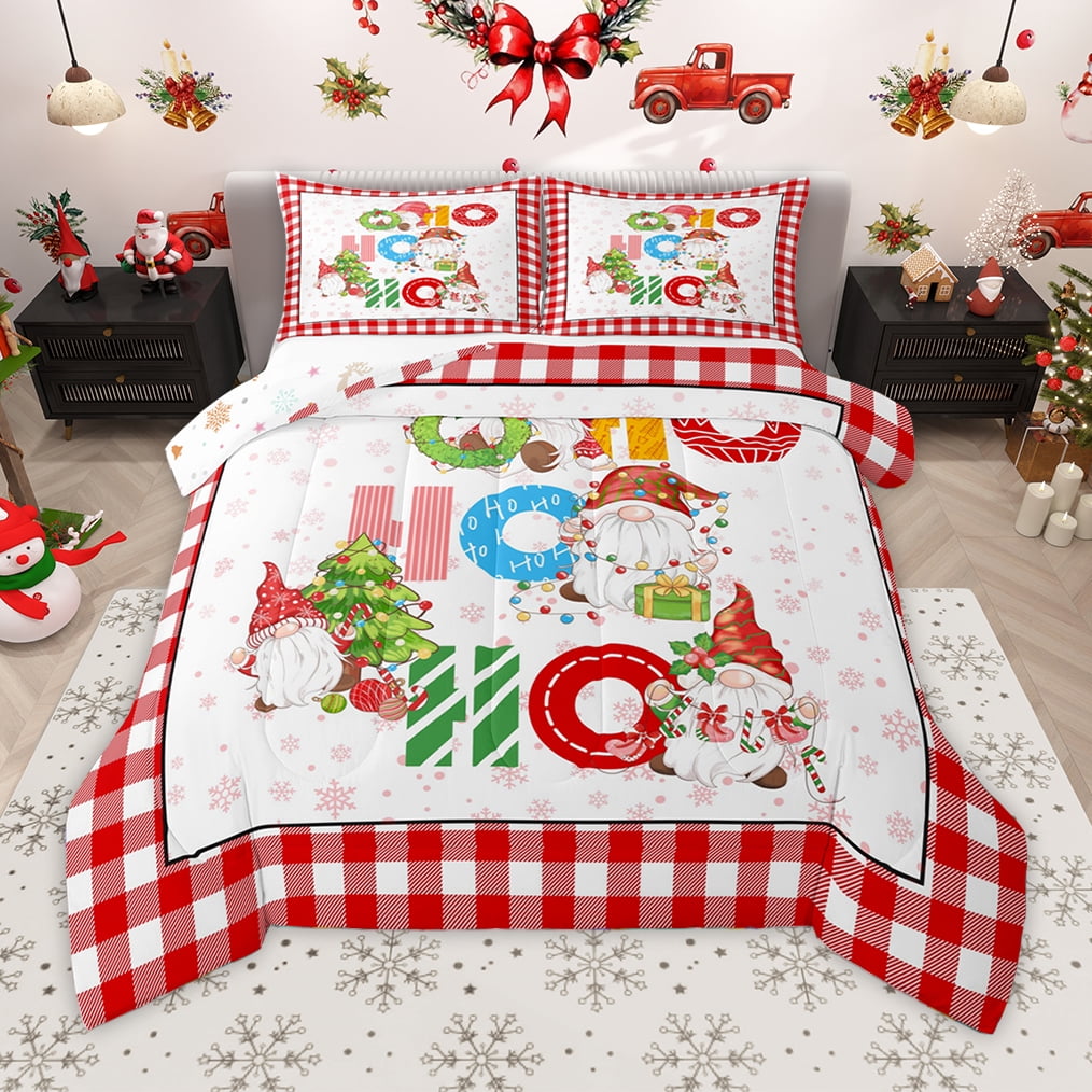 Homewish Kawaii Xmas Gnome Full Size Comforter Sets,Chic Christmas Tree ...