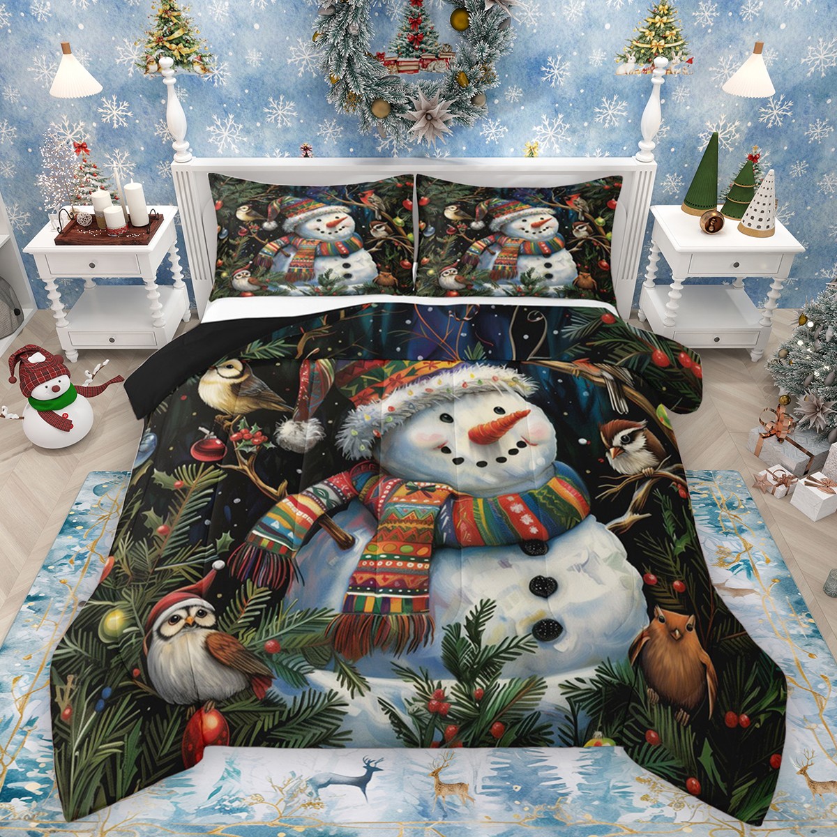 Homewish Kawaii Xmas Snowman Bedding Comforter Set 2pcs for Kids ...