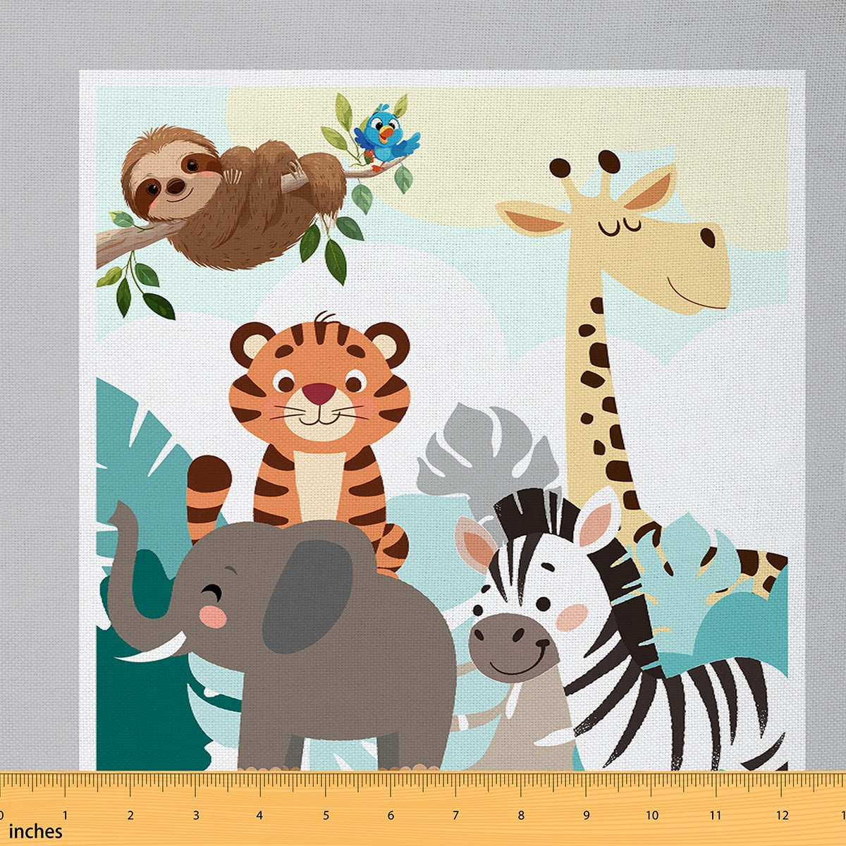 Homewish Kawaii Zoo Animals Fabric by the Yard 2 Yards for Kids ...