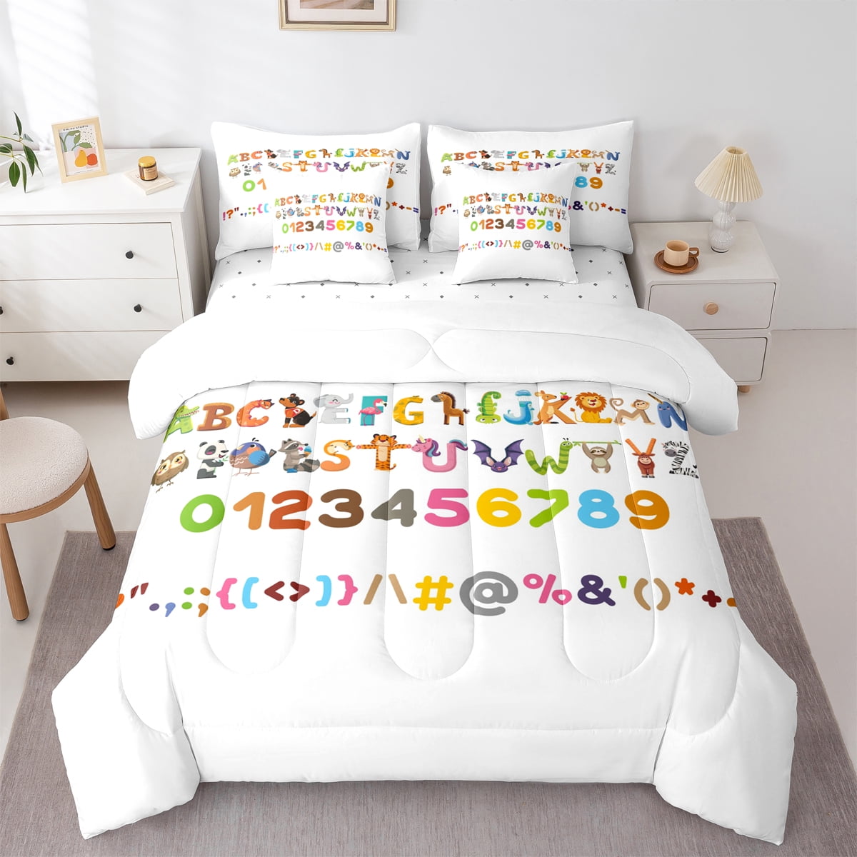 Homewish Kids Cartoon Animals 7pcs Bedding Comforter Set,Colorful ...