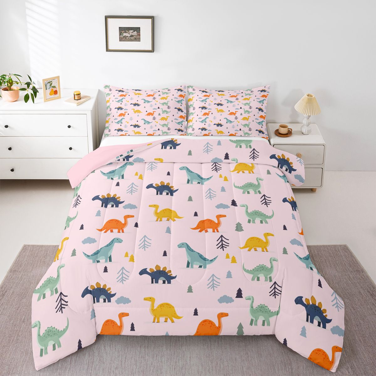 Homewish Kids Children Cartoon Dinosaur 3-Piece Full Size Comforter ...