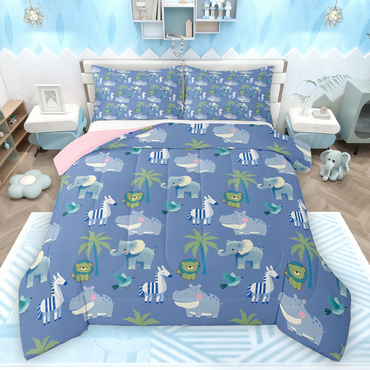 Homewish Kids Children Elephant Zebra Hippopotamus Bedding Comforter ...