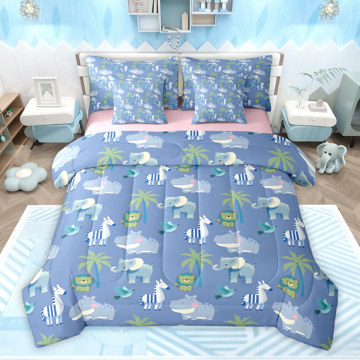 Homewish Kids Children Elephant Zebra Hippopotamus Bedding Comforter ...