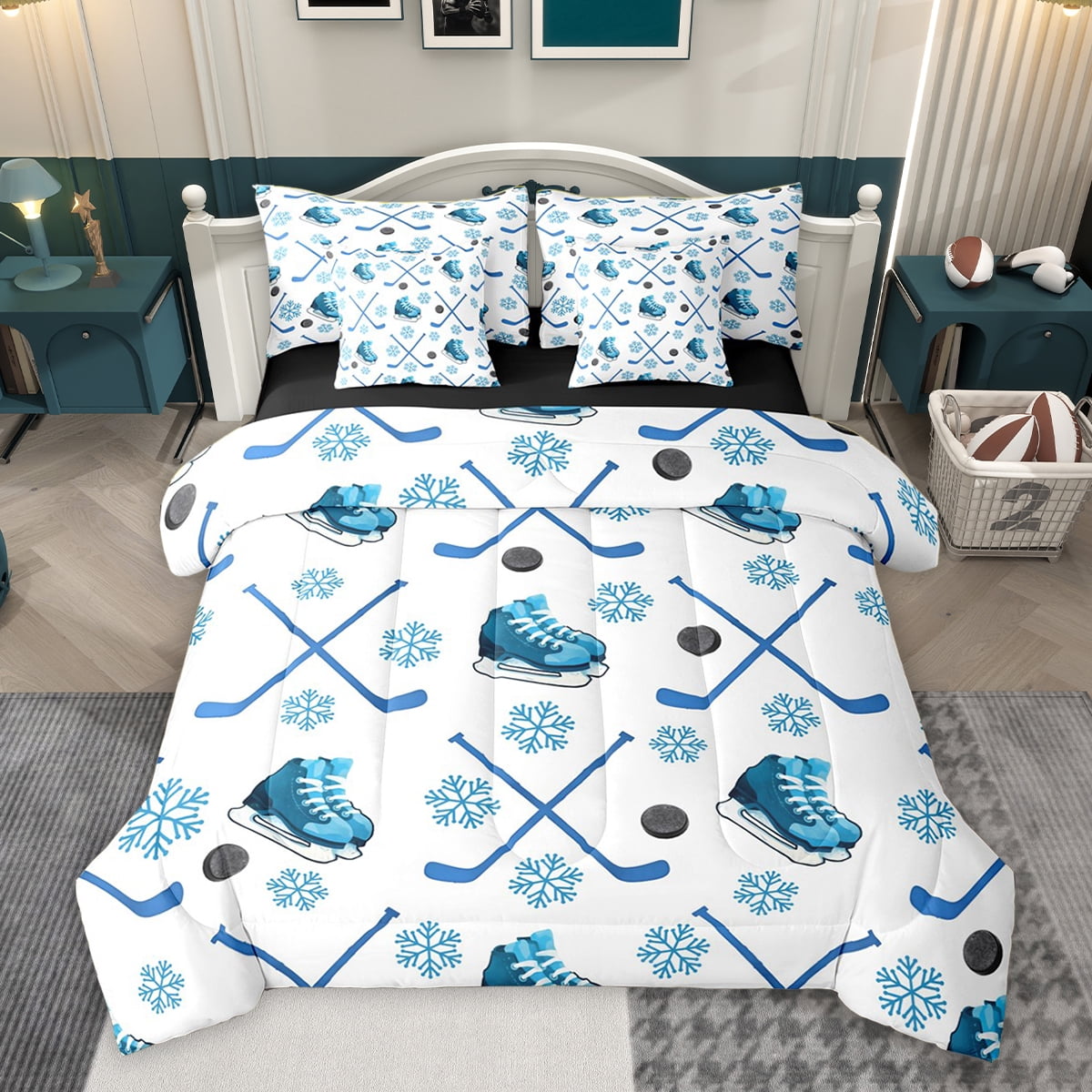 Homewish Kids Skating Shoes Bedding Comforter Set 7pcs, Cartoon Ice ...