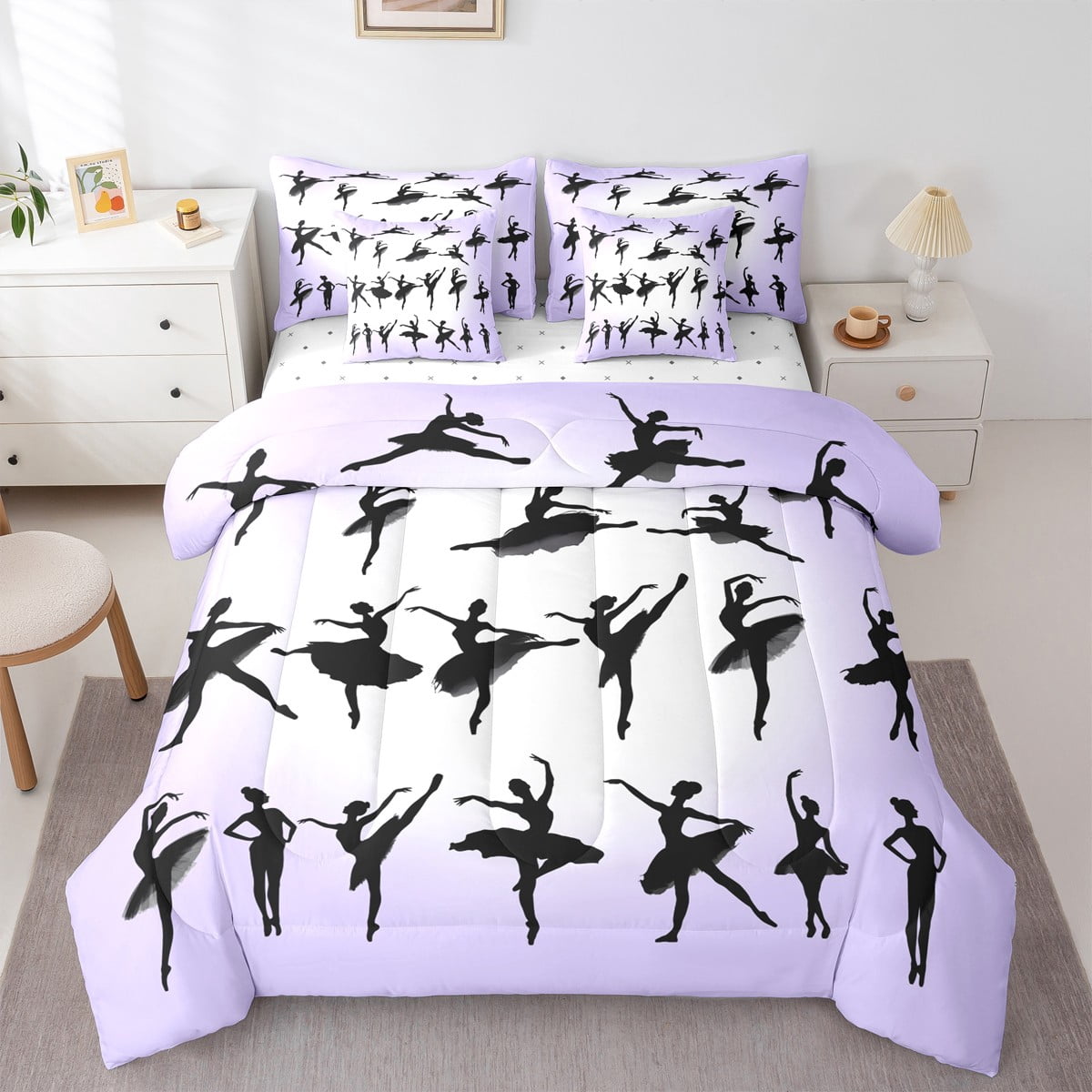 Homewish Kids Teens Ballet Girl Bedding Comforter Set 7 Pieces,Dreamy ...