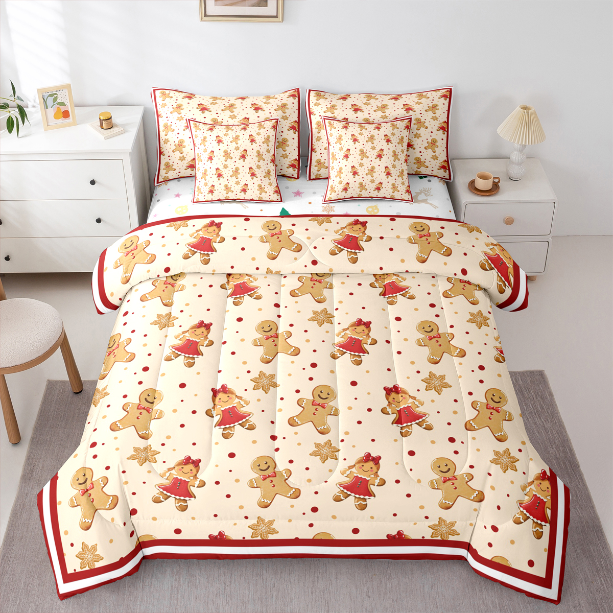 Homewish Kids Teens Cartoon Gingerbread Man 7pcs Bedding Comforter Set ...