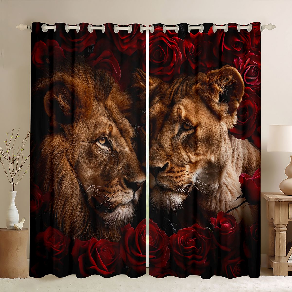 Homewish King and Queen Curtains Pack of 2 (42x84 Each), Romantic ...