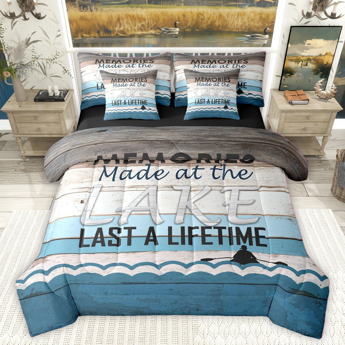 Homewish Lake House Bedding Comforter Set 7-Piece for Kids Children ...