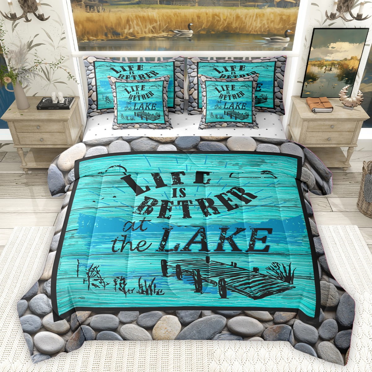 Homewish Lake House Bedding Comforter Set 7-Piece for Kids Children ...