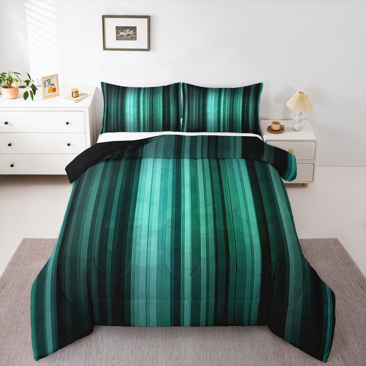 Homewish Laser Line Full Size Comforter Sets,Modern Geometric Artwork ...