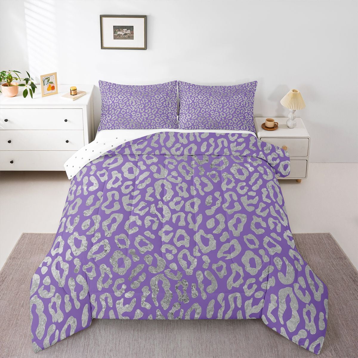 Homewish Leopard Cheetah Print 3 Pieces Queen Comforter Set for Teens ...