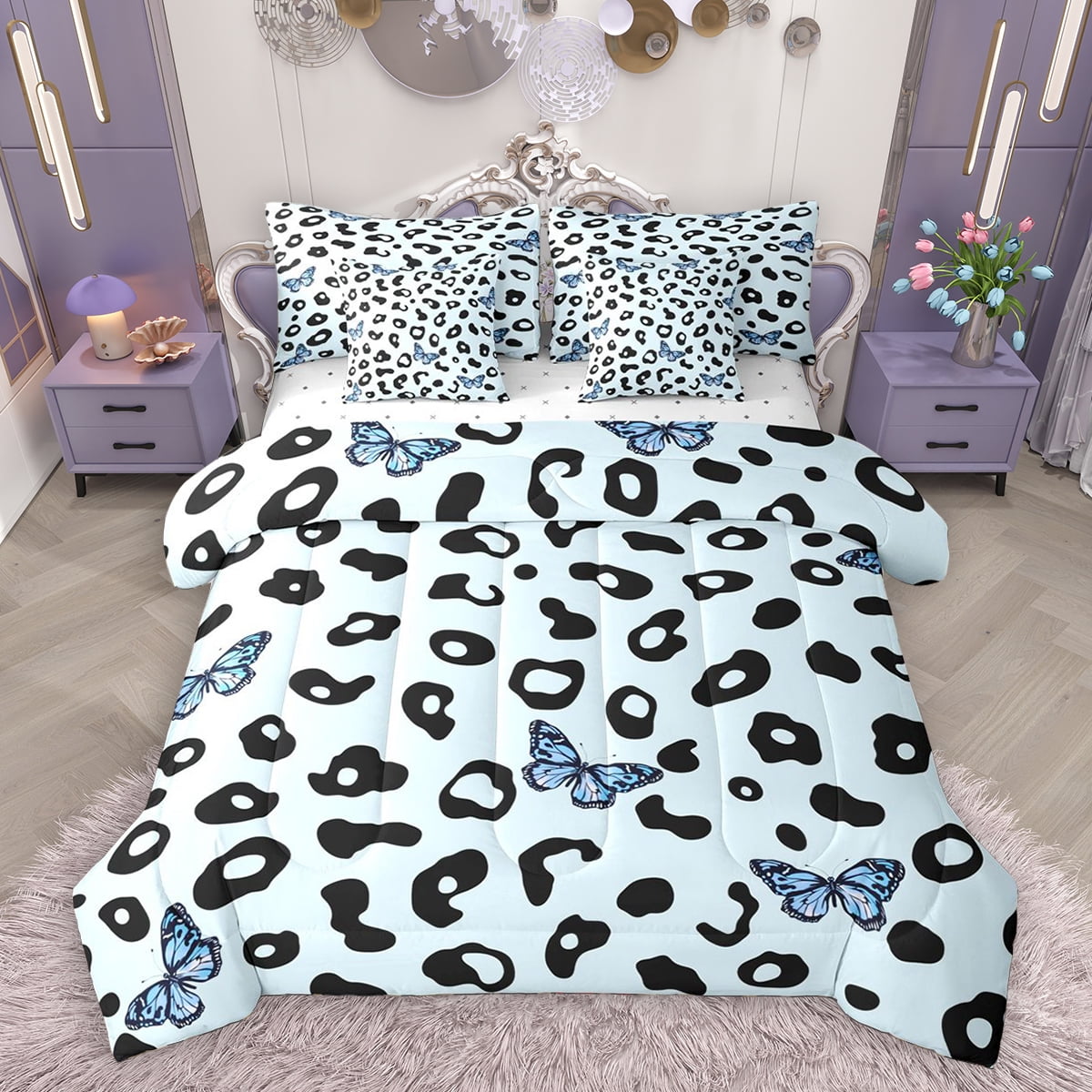 Homewish Leopard Cheetah Print 7pcs Bedding Comforter Set,Jungle Animal ...
